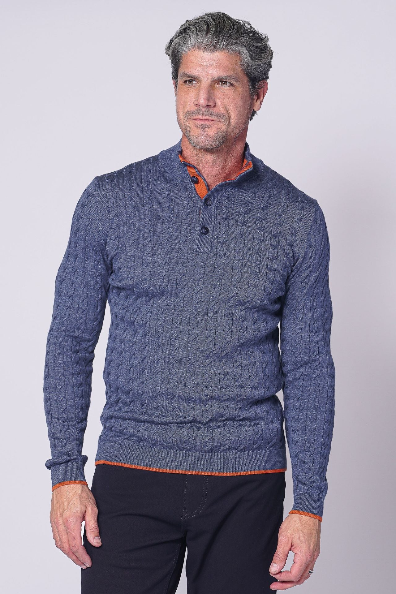 DOW-25104 KNIT SWEATER IN INDIGO – 7 Downie St.®
